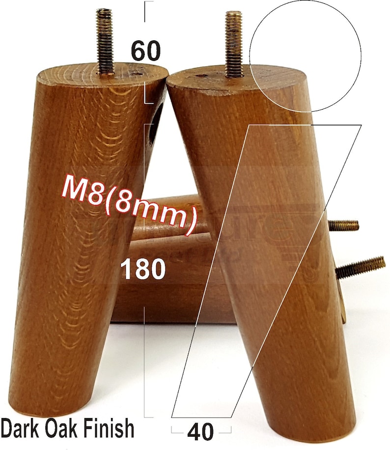 Dark Oak Solid Wood Angled Furniture Feet 100mm to 240mm High | Etsy UK