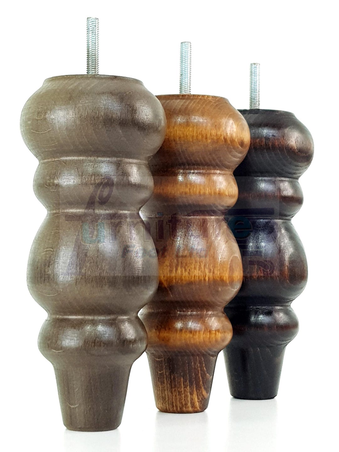 4 Wood Round Furniture Feet Turned Replacement Legs 200mm High Chairs ...