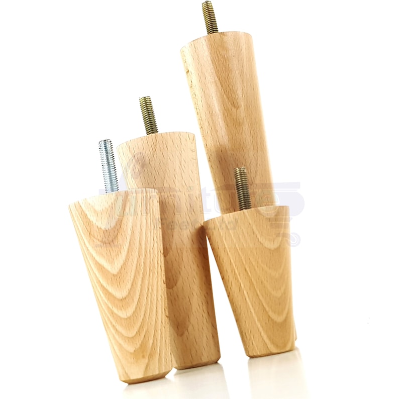 4 Natural Solid Wood Turned Furniture Feet 100mm to 240mm High | Etsy UK