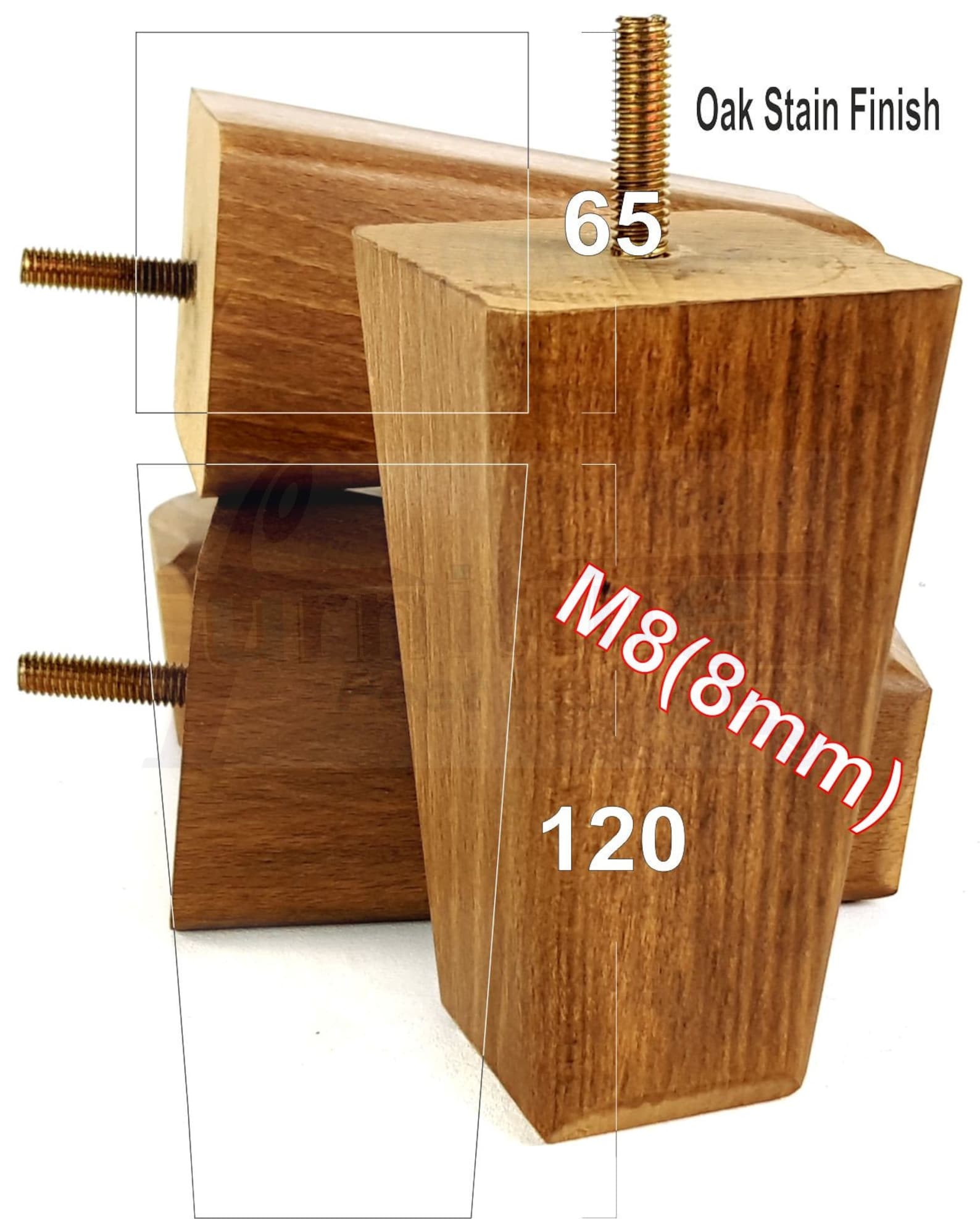 Dark Oak Stain Solid Wood Furniture Feet Replacement Legs | Etsy