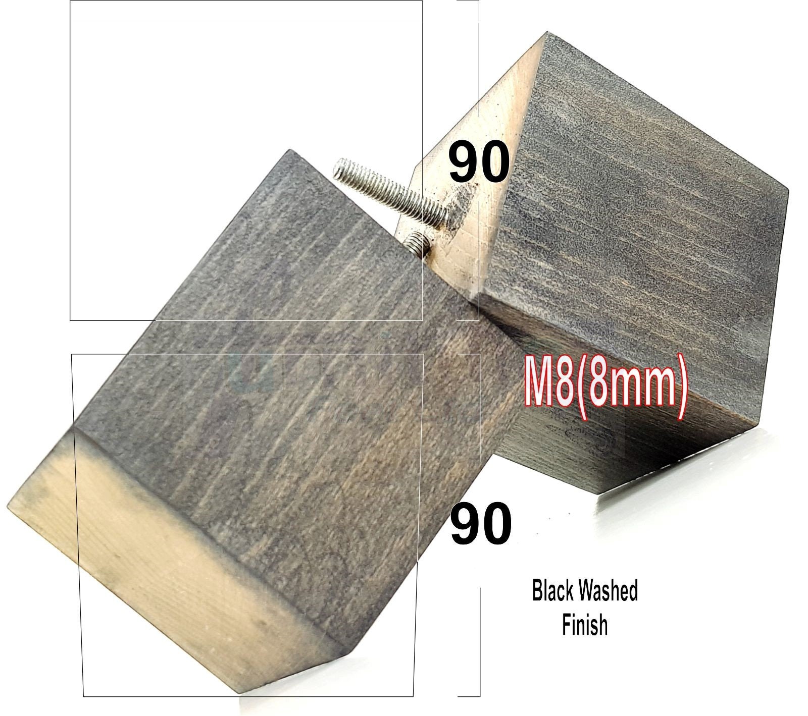 Solid Wood Square Feet Replacement Block Legs 90mm High Multiple ...