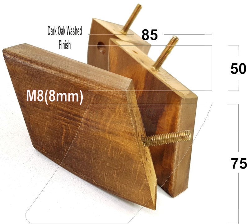 Solid Wood Curved Block Furniture Legs Replacment Feet 75mm High ...