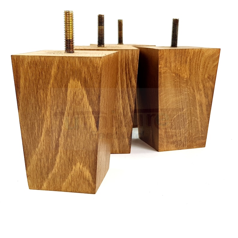 Solid Wood Furniture Feet Square Replacement Block Tapered Legs 120mm ...