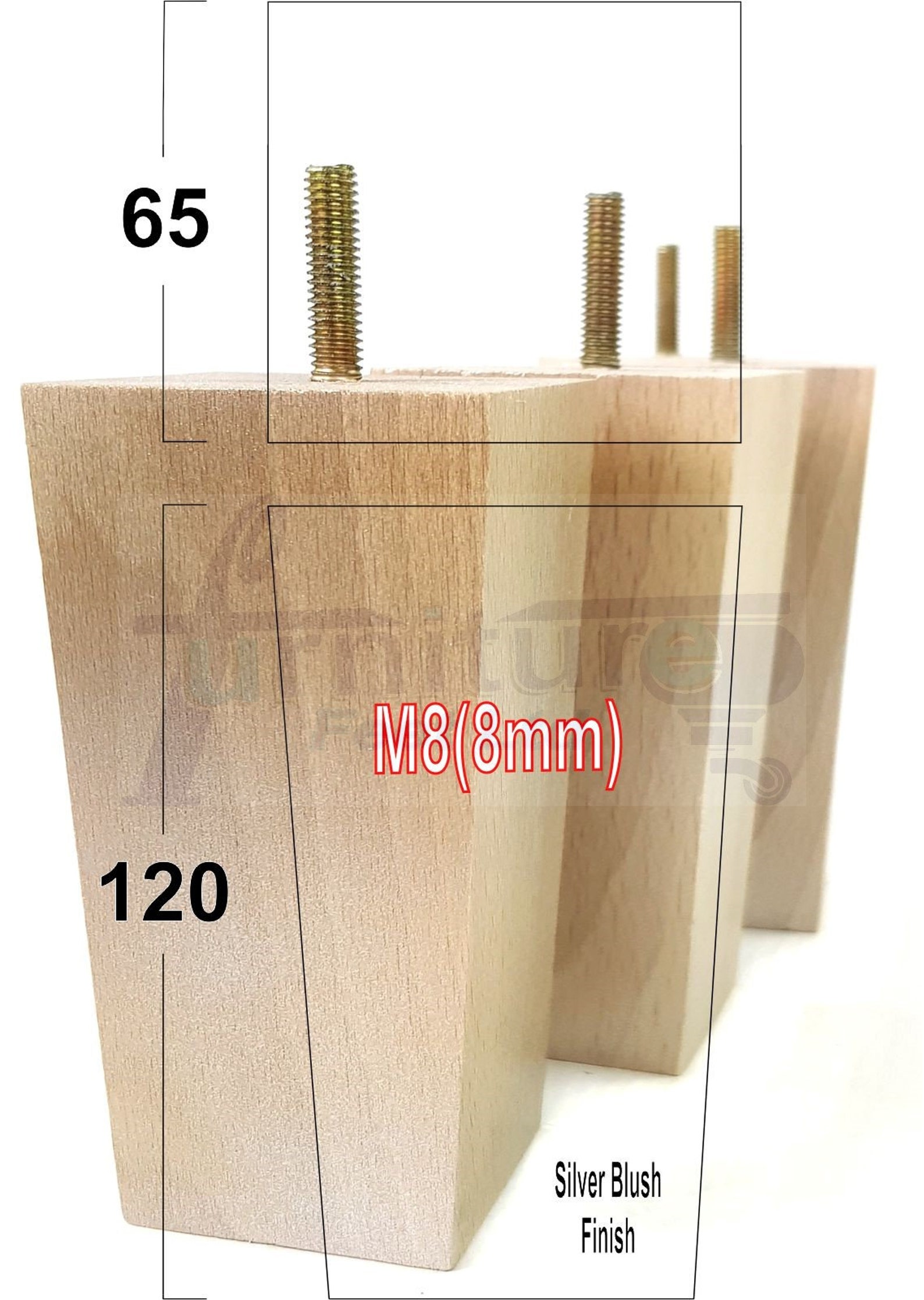 Solid Wood Furniture Feet Square Replacement Block Tapered Legs 120mm ...