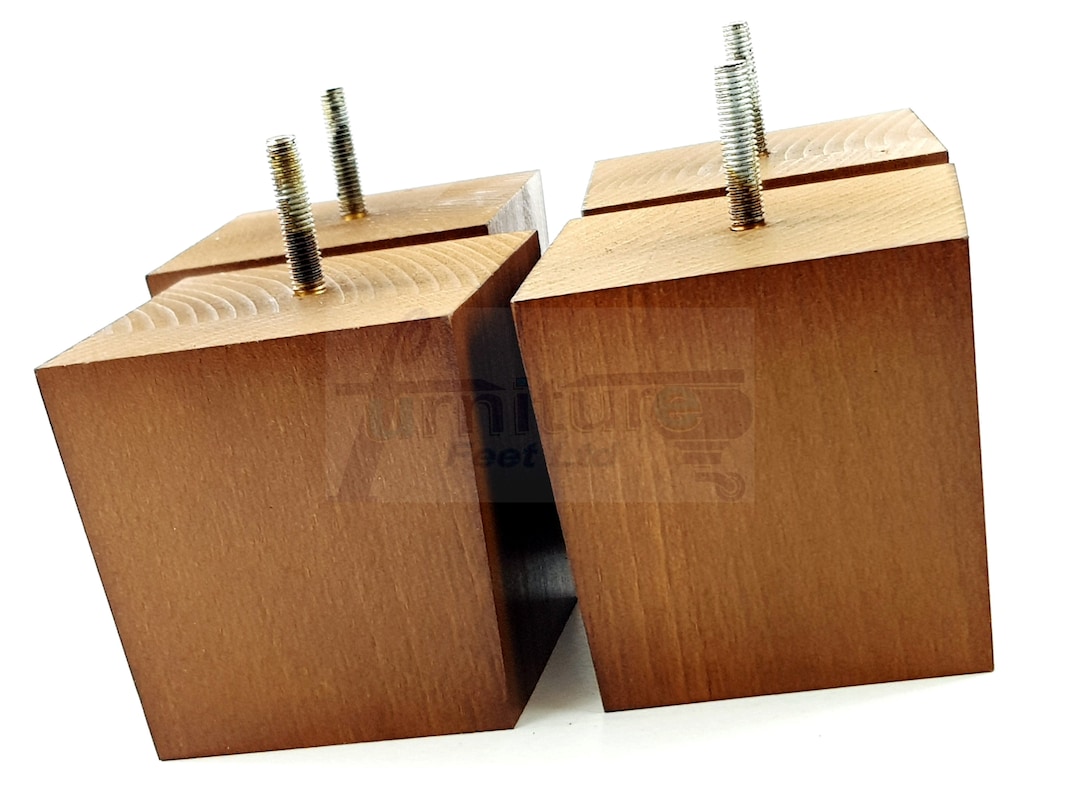 Modern Square Chunky Block Furniture Legs 90mm High Wooden Replacment ...