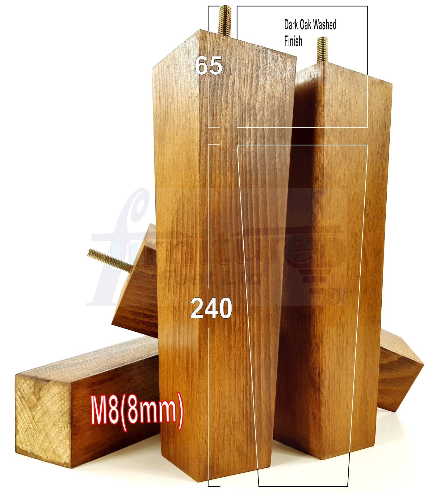 Wooden Furniture Feet Square Replacement Block Tapered Legs 100mm to ...