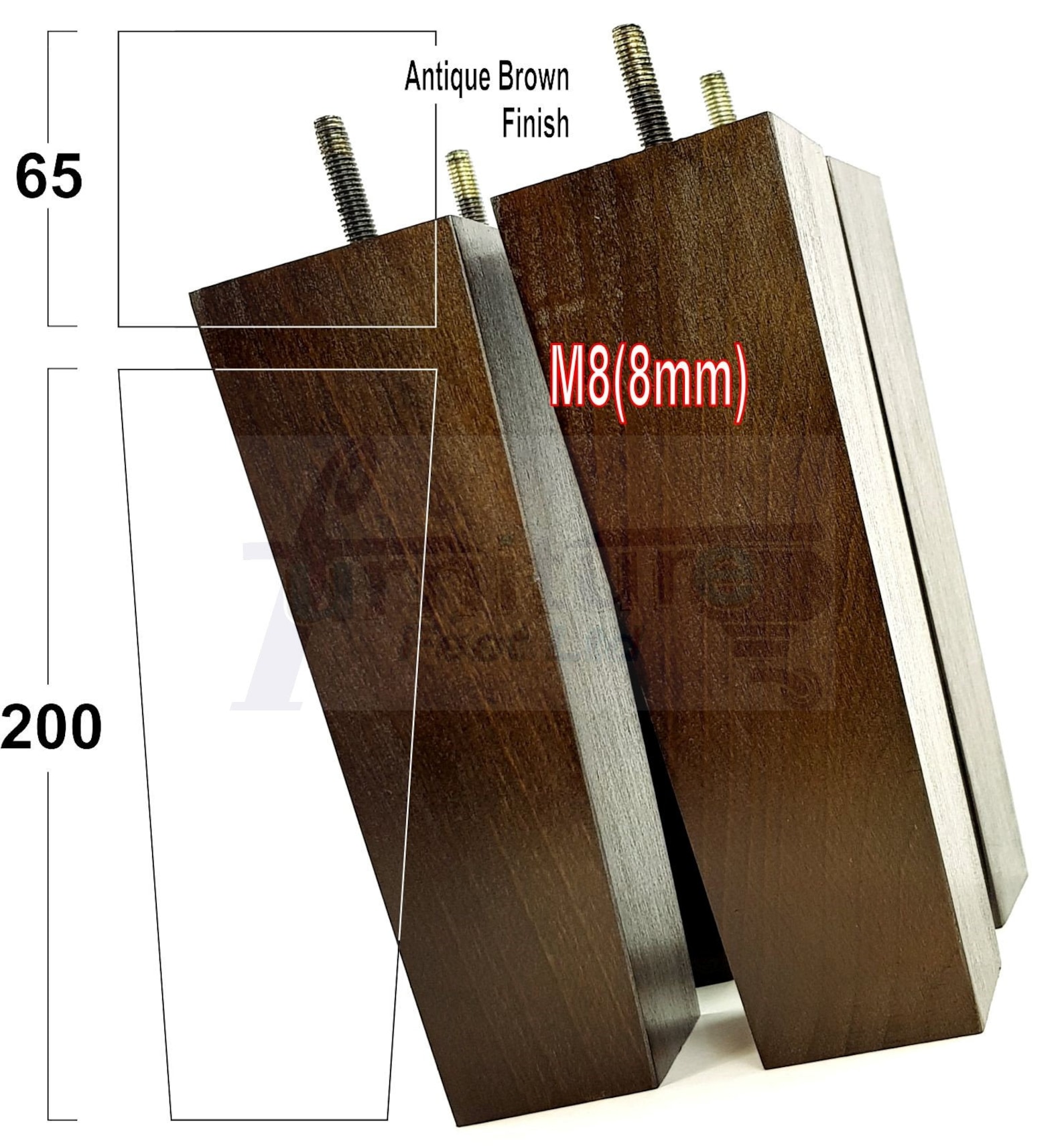 Solid Wood Furniture Feet Square Replacement Block Tapered Legs 200mm ...