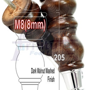 Wooden Turned Replacement Furniture Feet 8 Inch Castor Legs Dark Walnut ...