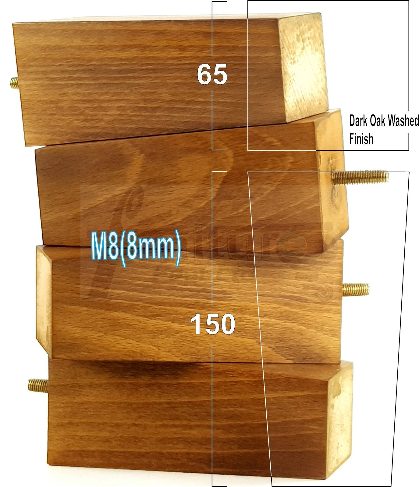 Wooden Furniture Feet Square Replacement Block Tapered Legs 100mm to ...