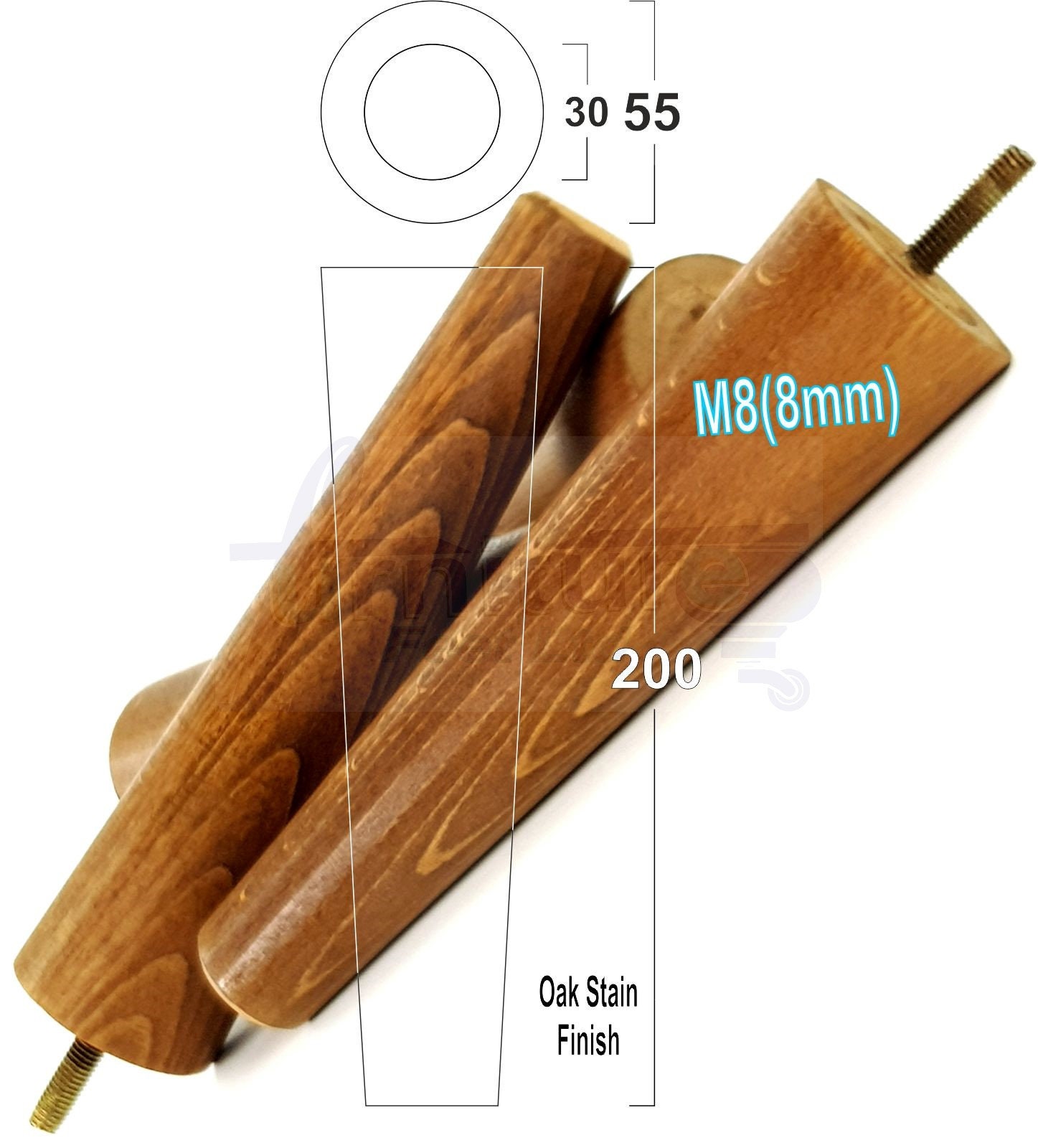Turned Solid Wood Round Furniture Feet Replacement Mid Centry | Etsy UK