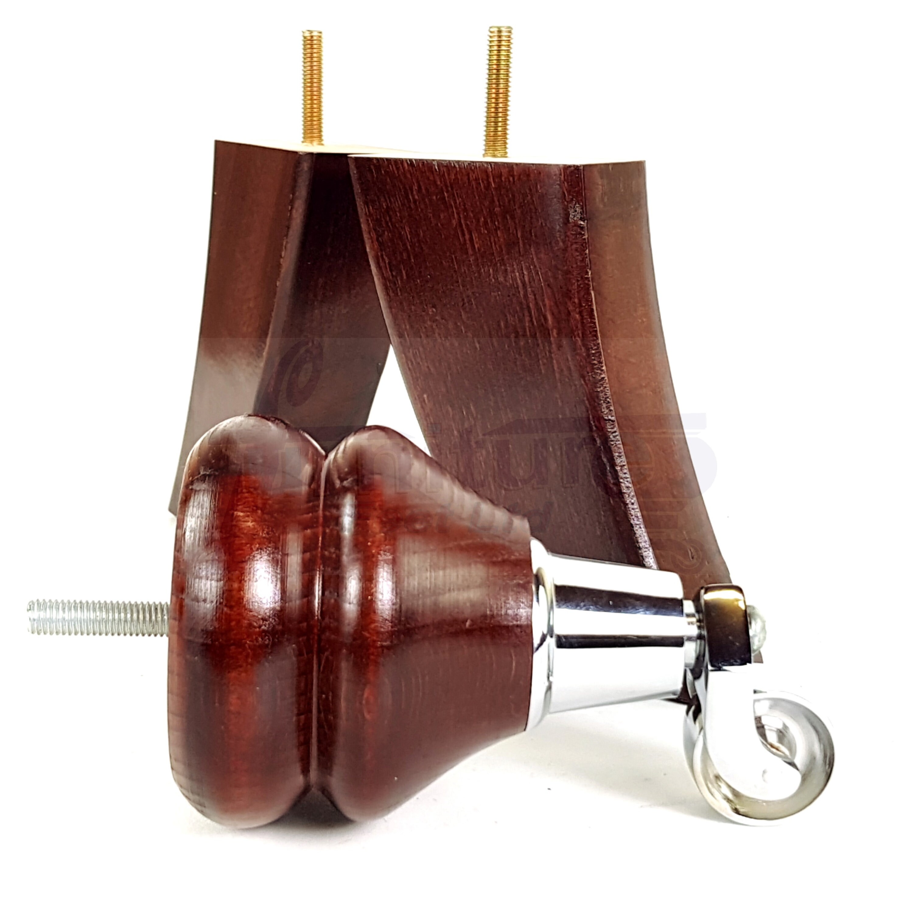 Solid Wood Furniture Feet 2 With Chrome Castors 2 Curved Back | Etsy