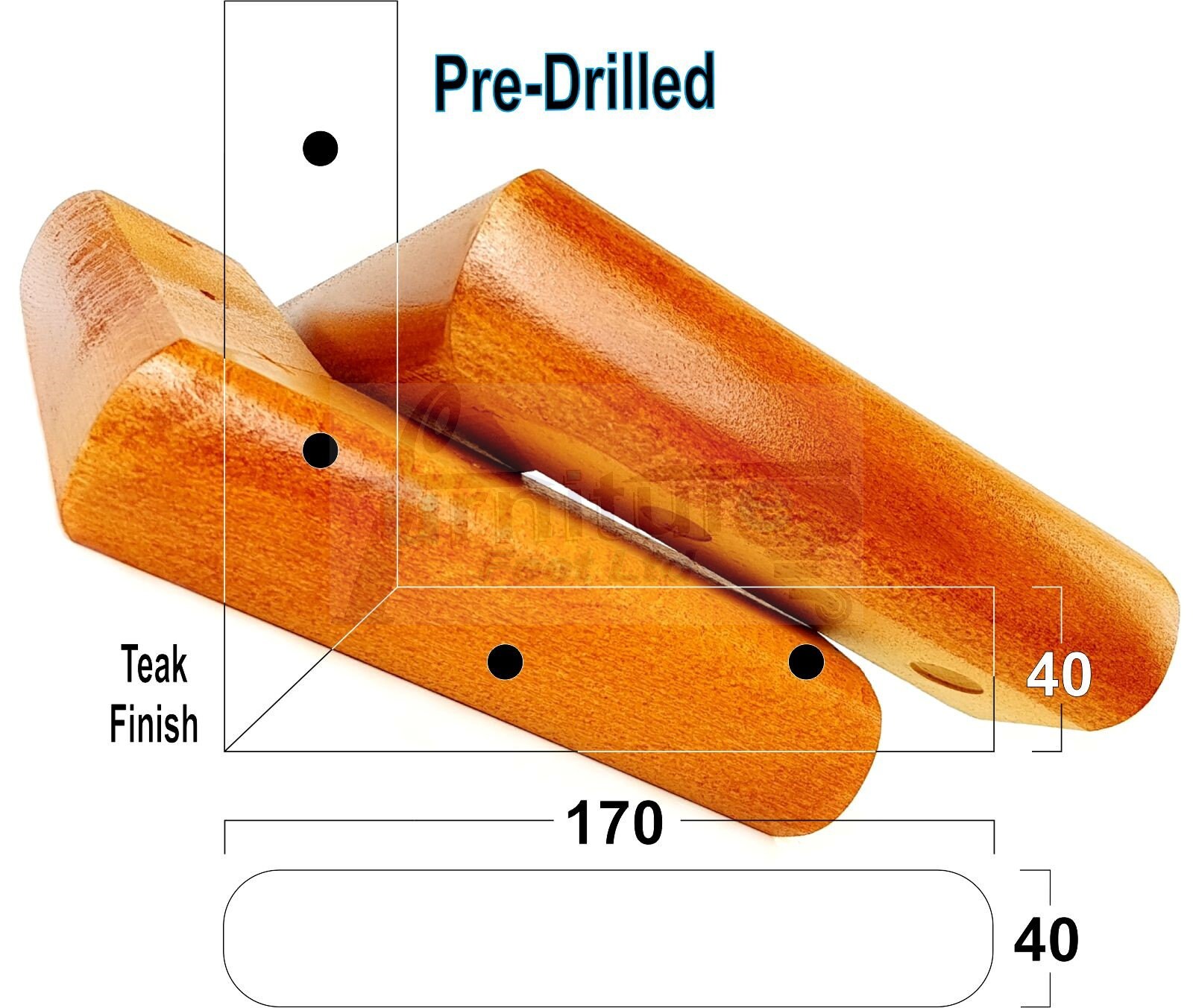 Solid Wood Furniture Legs Replacement Corner Feet 40mm High Multiple ...