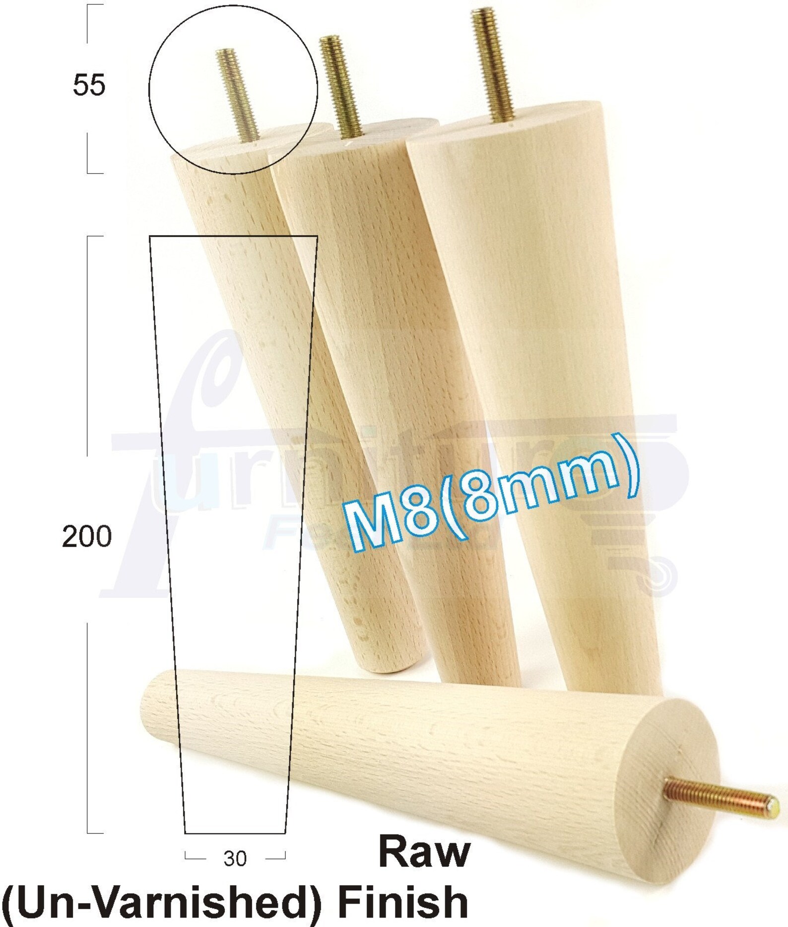 Turned Solid Wood Round Furniture Feet Replacement Mid Centry | Etsy UK