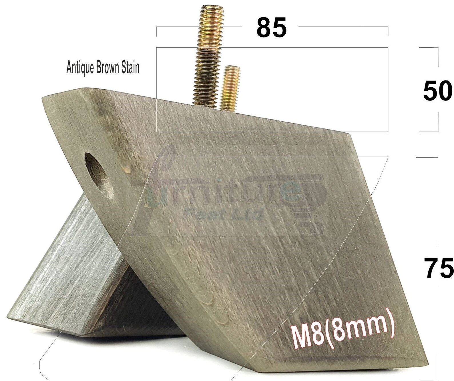 Solid Wood Curved Block Furniture Legs Replacment Feet 75mm High ...