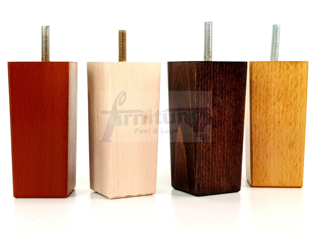 Solid Wood Block Furniture Feet Replacement Legs 110mm High Multiple ...
