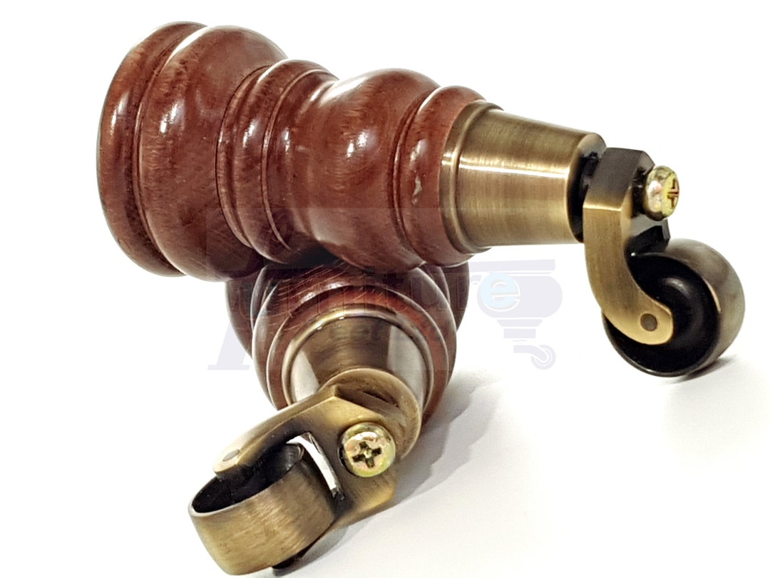 Solid Wooden Feet With Antique Castors Set of 2 Legs 155mm High Sofas ...