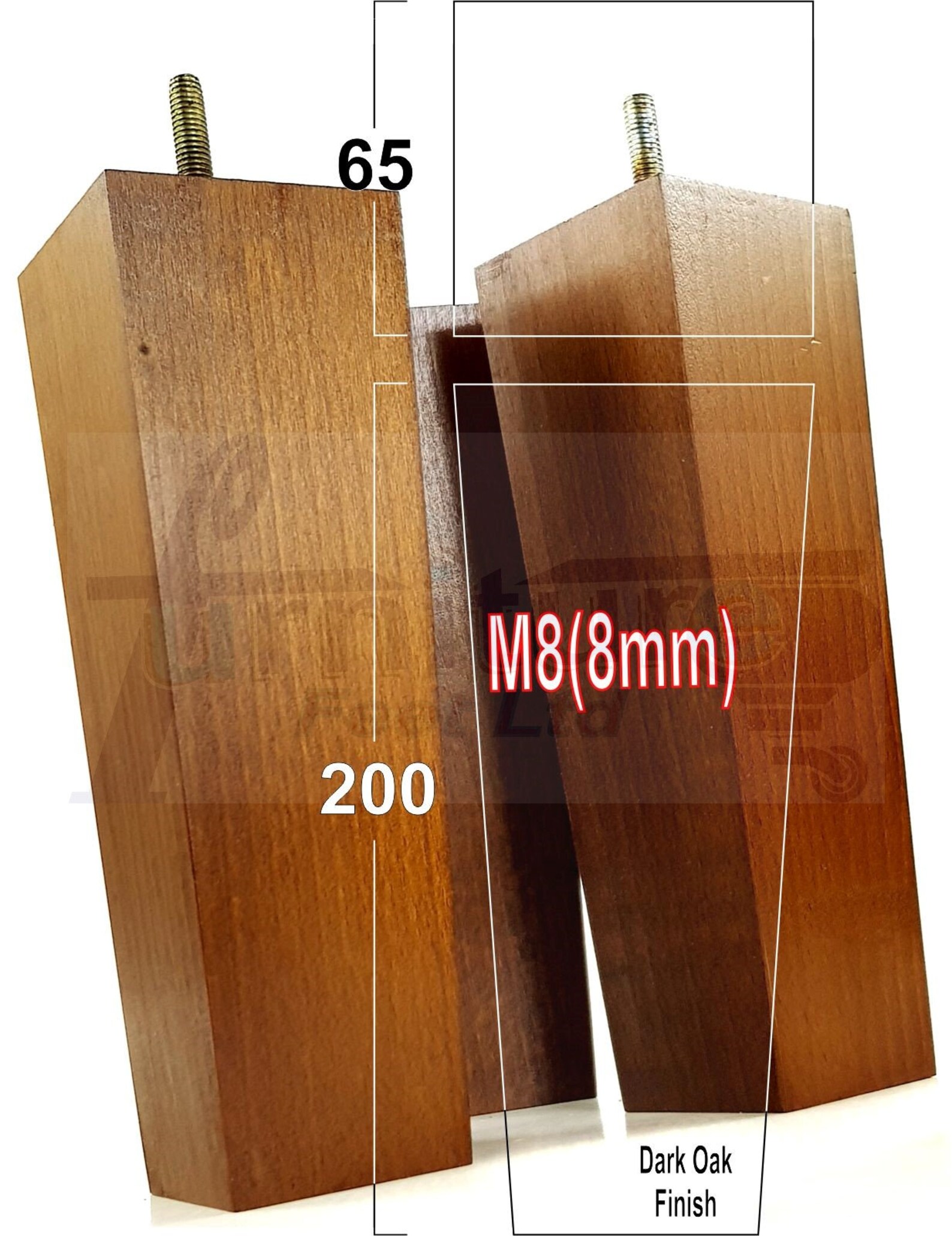 Solid Wood Furniture Feet Square Replacement Block Tapered Legs 200mm ...