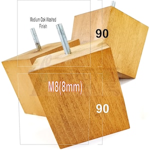 Solid Wood Square Feet Replacement Block Legs 90mm High Multiple ...