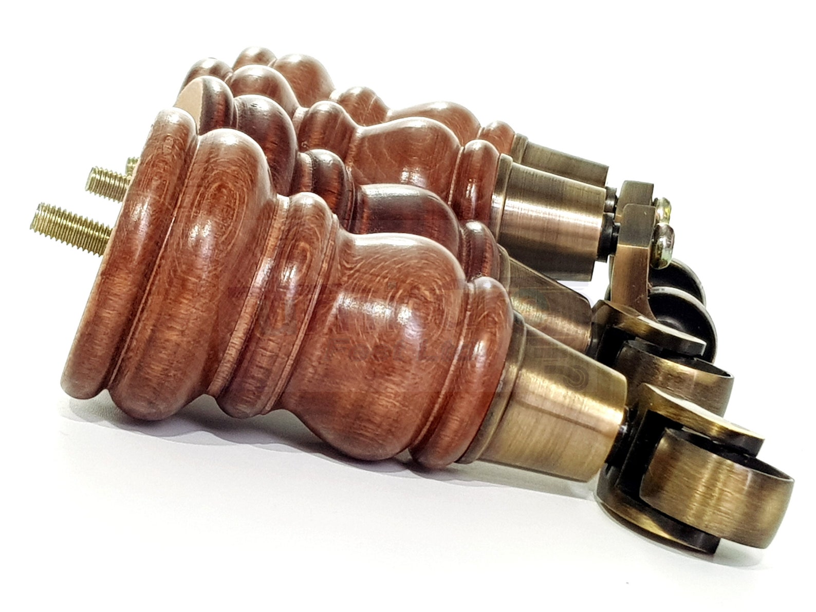 Solid Wooden Feet With Antique Castors Set of 4 Legs 155mm High Sofas ...