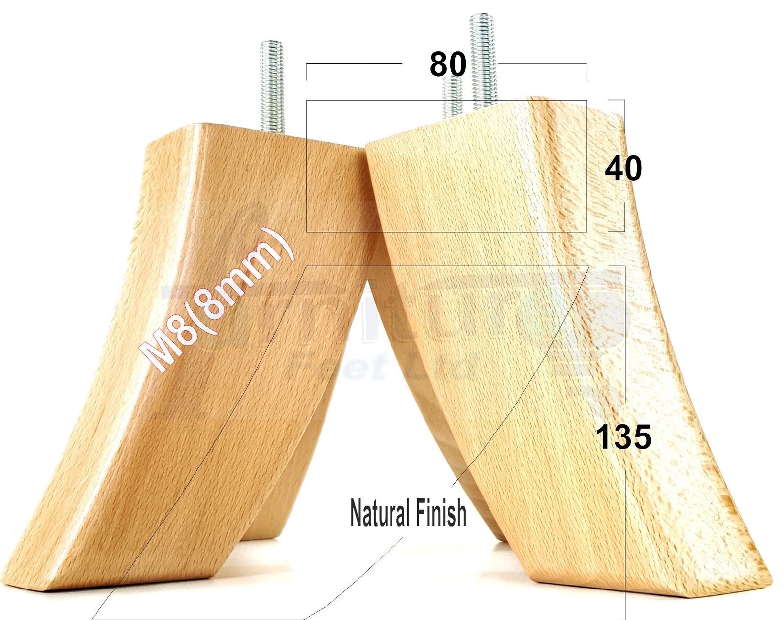 Curved Wooden Feet Solid Wood Furniture Legs Set of 4 135mm - Etsy UK