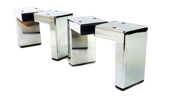4 Square Furniture Feet 105mm High Metal Legs Silver Chrome for Sofas Chairs Stools Cabinets Beds Self fix Pre drilled Etsy UK