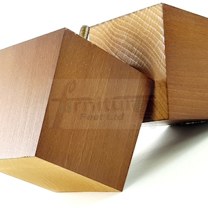 Modern Square Chunky Block Furniture Legs 90mm High Wooden Replacment ...