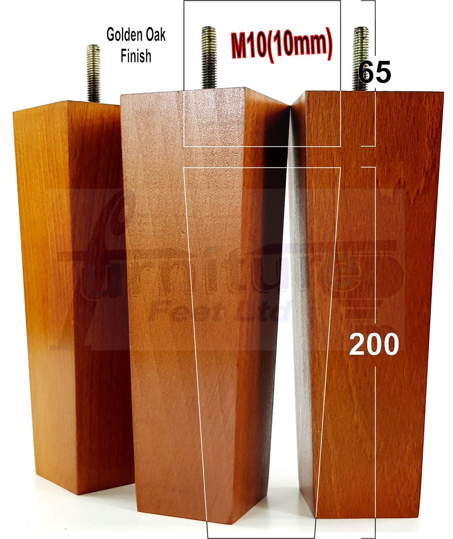 Solid Wood Furniture Feet Square Replacement Block Tapered Legs 200mm ...