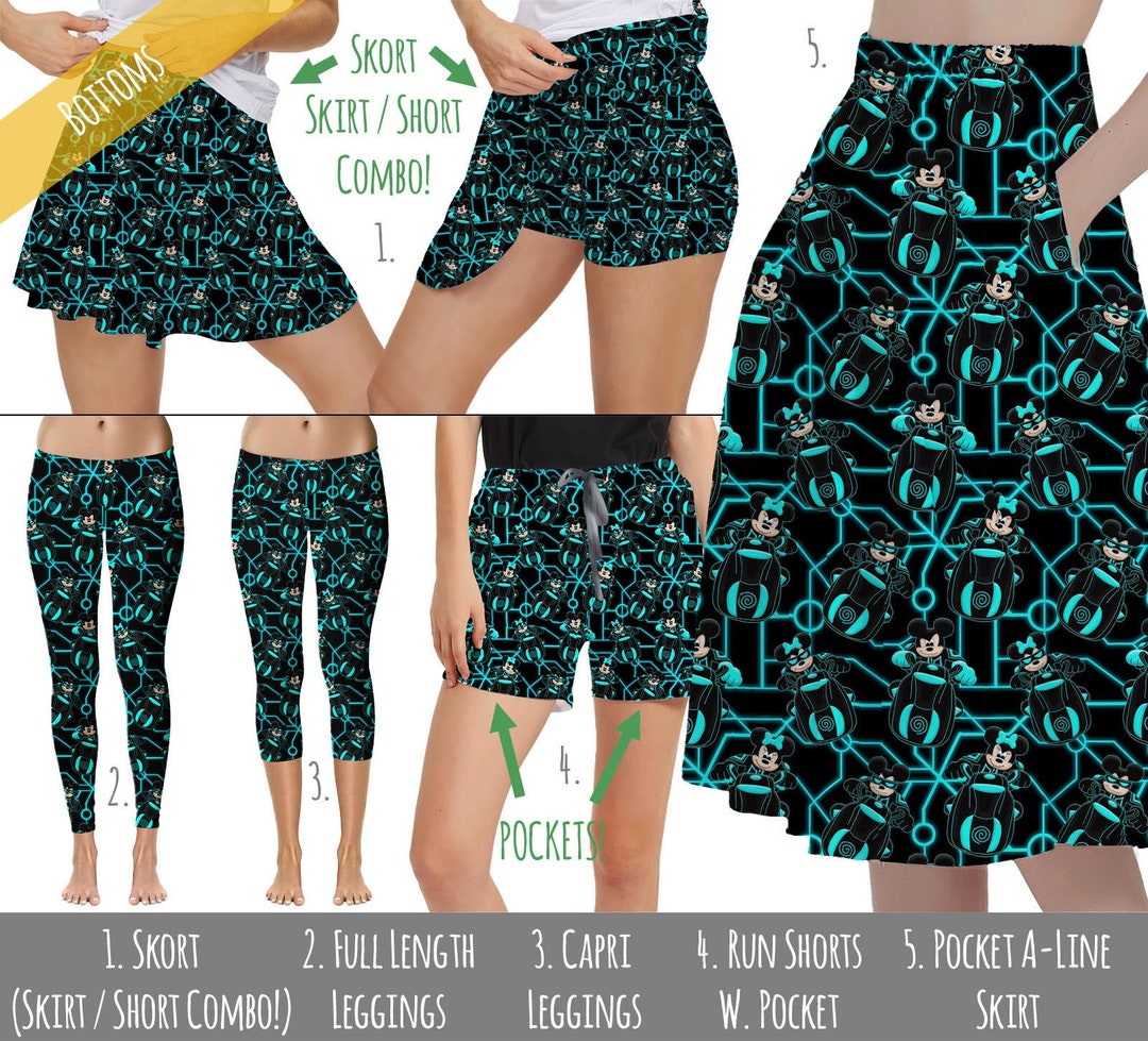Tron Disney Inspired Women's Bottoms in Sizes Xs 5XL Skort Leggings ...