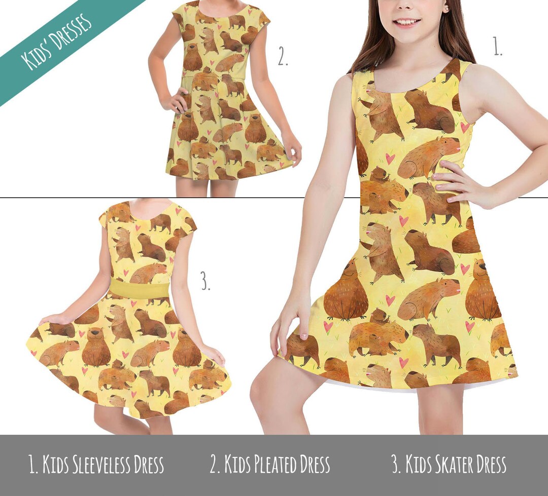 Capybara Love Theme Park Inspired Kids' Dresses Girls' Sleeveless Dress ...
