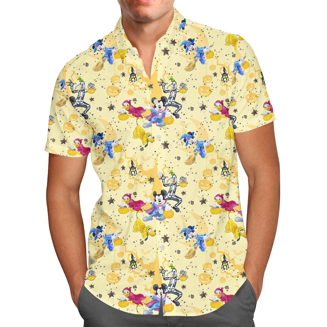 Mickey & Friends Boo to You Theme Park Inspired Men's Button Down Short ...