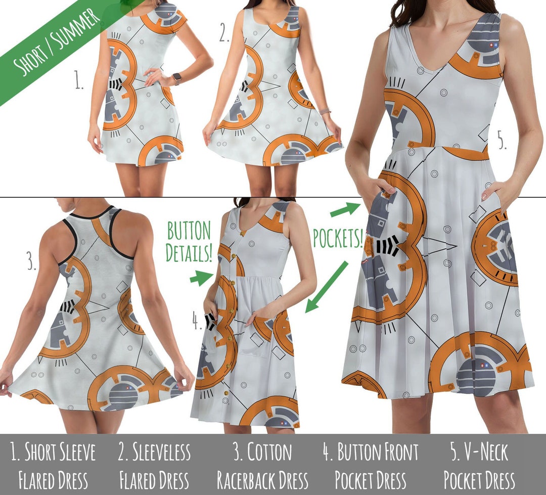Little Round Droid BB8 SW Space Wars Inspired Dress in Xs 5XL Short ...