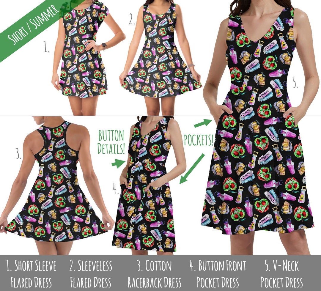 Pick Your Poison Villains Inspired Dress in Xs 5XL Short Length Styles ...