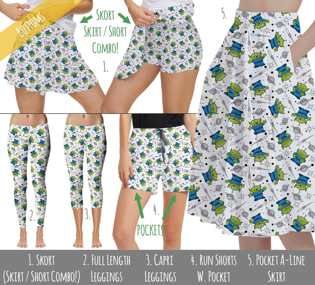 Little Green Aliens on White Disney Inspired Women's Bottoms in Sizes ...