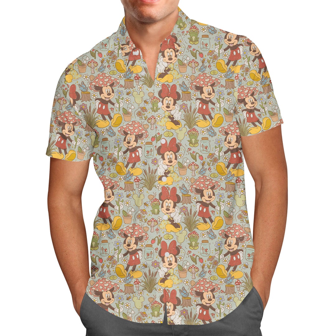 Cottagecore Mickey & Minnie - Theme Park Inspired Men's Button Down ...