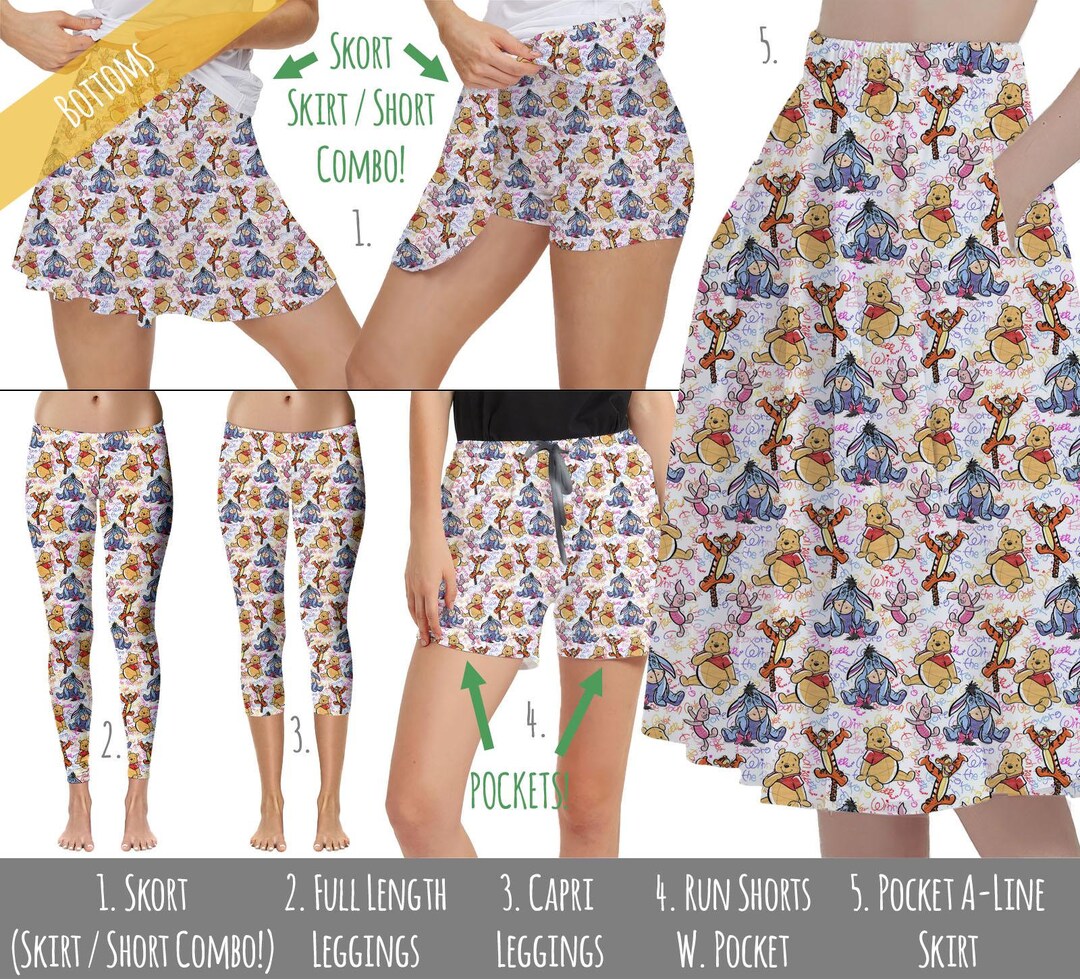 Winnie the Pooh Sketched Autographs Disney Womens Bottoms in Sizes Xs ...