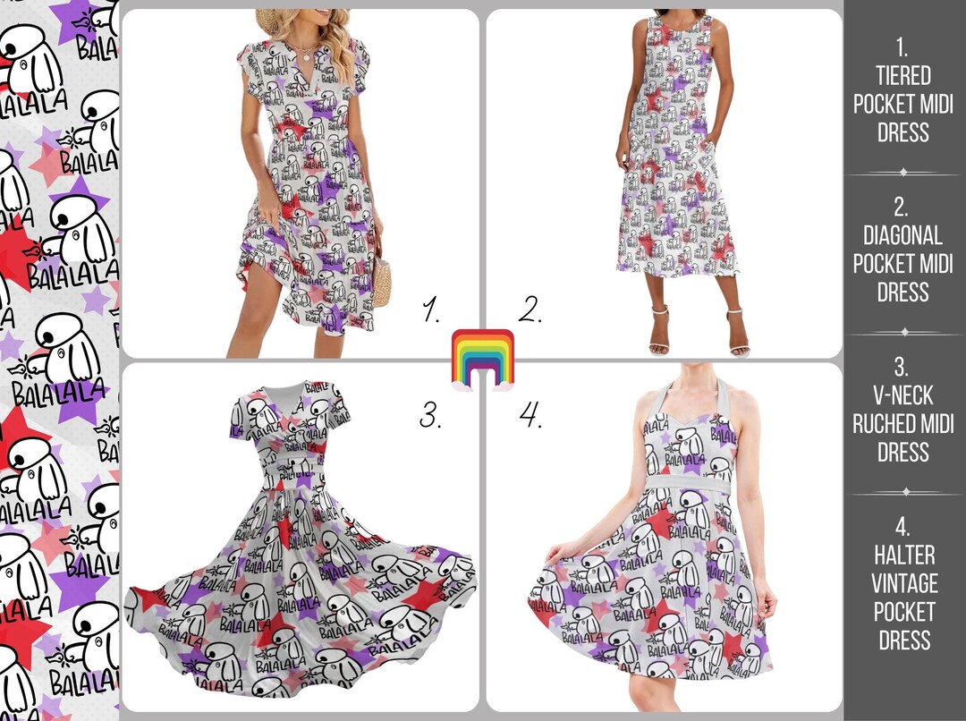 Baymax Balala Big Hero 6 Inspired - Disney Inspired Midi Dress in XS ...