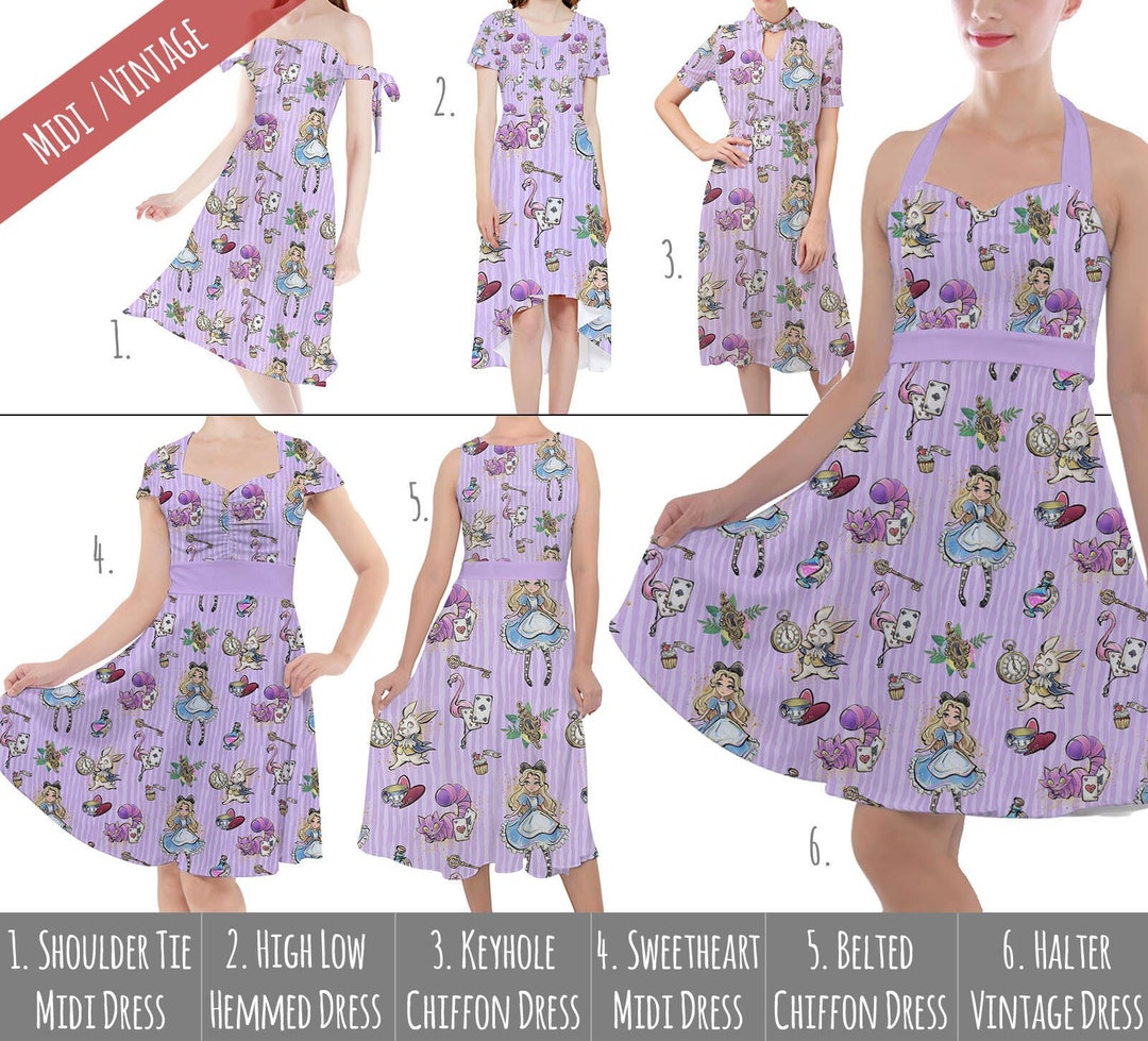 Whimsical Alice and the White Rabbit Theme Park Inspired Midi Dress in ...