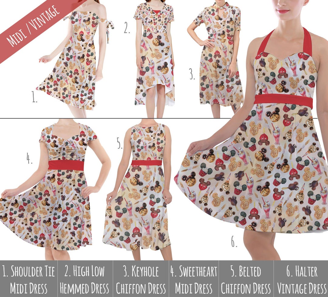 Mickey Snacks Theme Park Inspired Midi Dress in Xs 5XL Vintage Retro ...