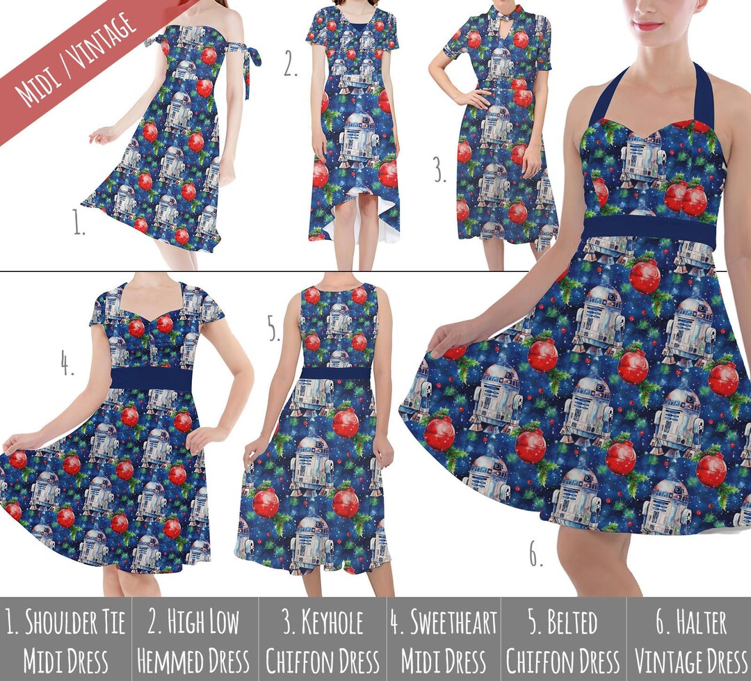 Little Blue Christmas Droid Theme Park Inspired Midi Dress in Xs 5XL ...