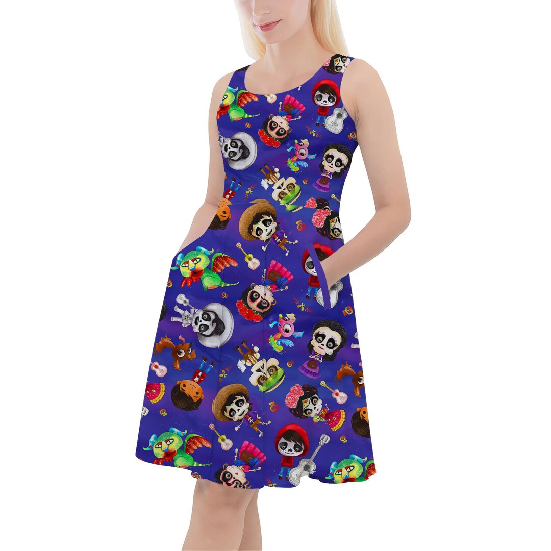 Poco Loco Coco Inspired Disney Inspired Skater Dress With Pockets in Xs ...