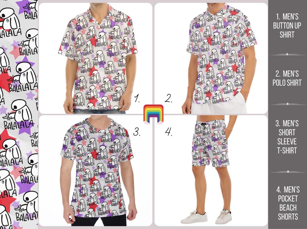 Baymax Balala Big Hero 6 Inspired - Disney Inspired Men's Button Down ...
