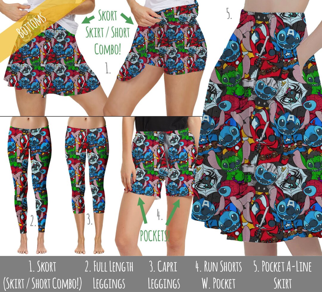 Superhero Stitch All Heroes Stacked Disney Inspired Women's Bottoms in ...