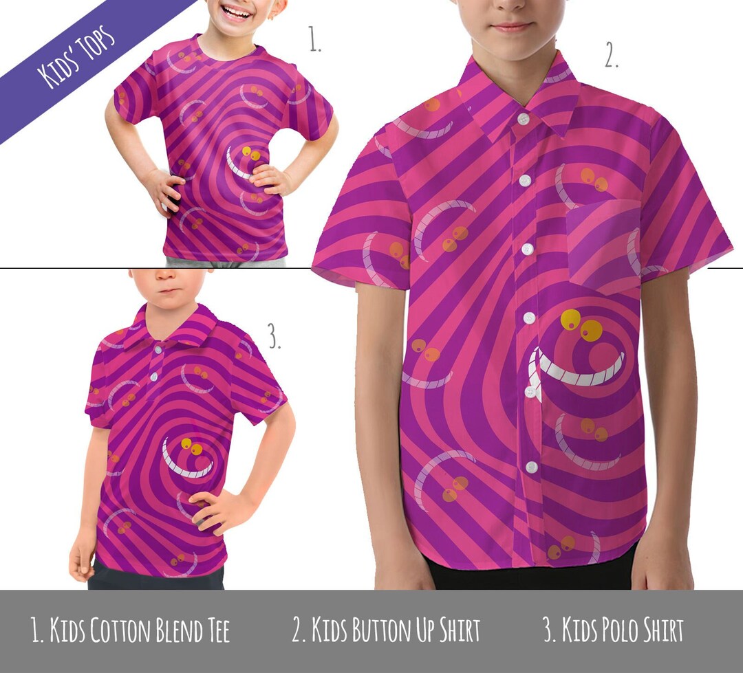 Cheshire Cat Theme Park Inspired Kids' Tops Children's Button up Shirt ...