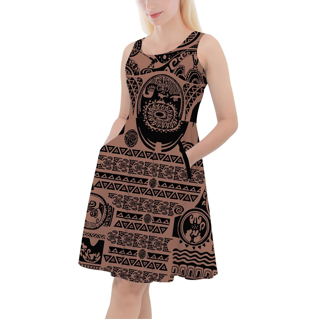 Maui Tattoos Moana Inspired Disney Inspired Skater Dress With Pockets ...