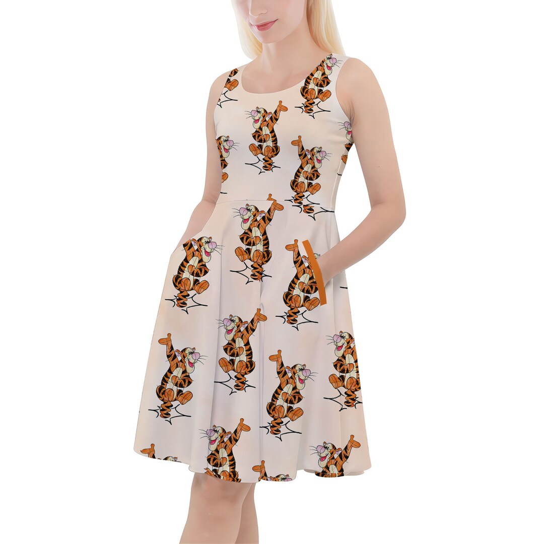 Sketched Bouncing Tigger - Theme Park Inspired Skater Dress With ...