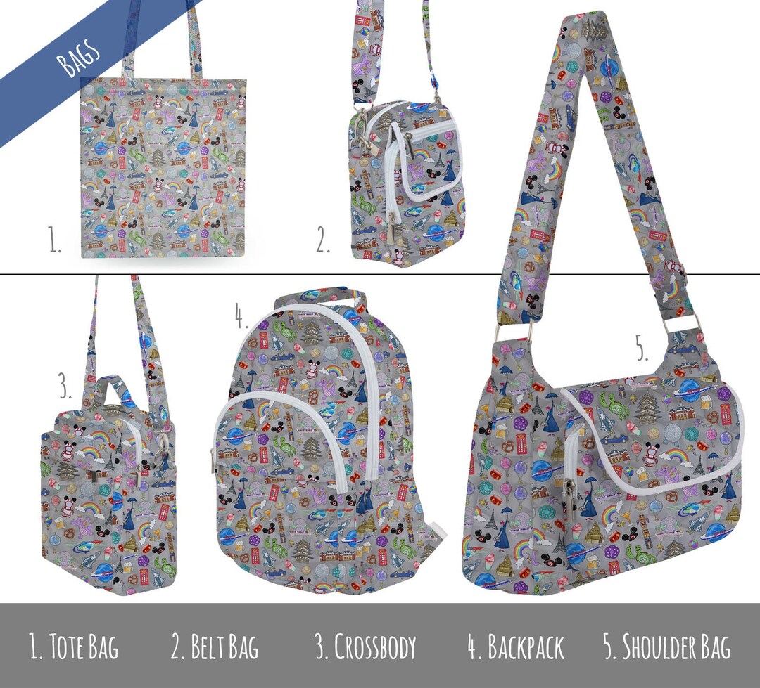 The Epcot Experience Theme Park Inspired Bags Tote, Belt Bag, Crossbody ...