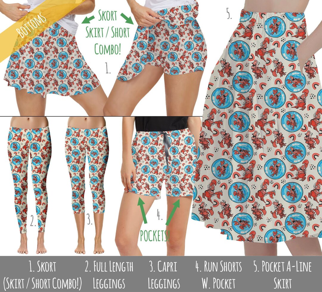 Happy Sebastian Disney Womens Bottoms in Sizes Xs 5XL Skort Leggings ...