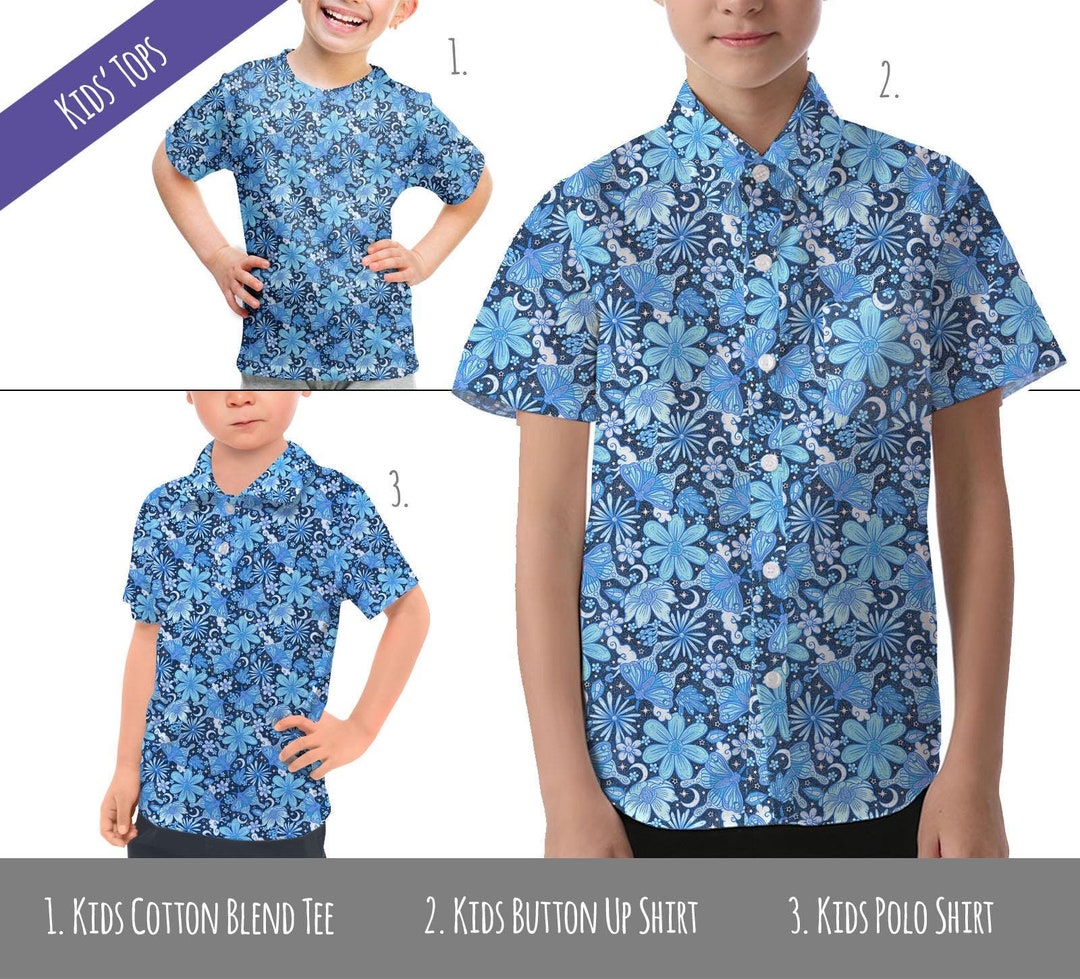 Blue Crystal Moths - Disney Inspired Kids' Tops - Children's Button up ...