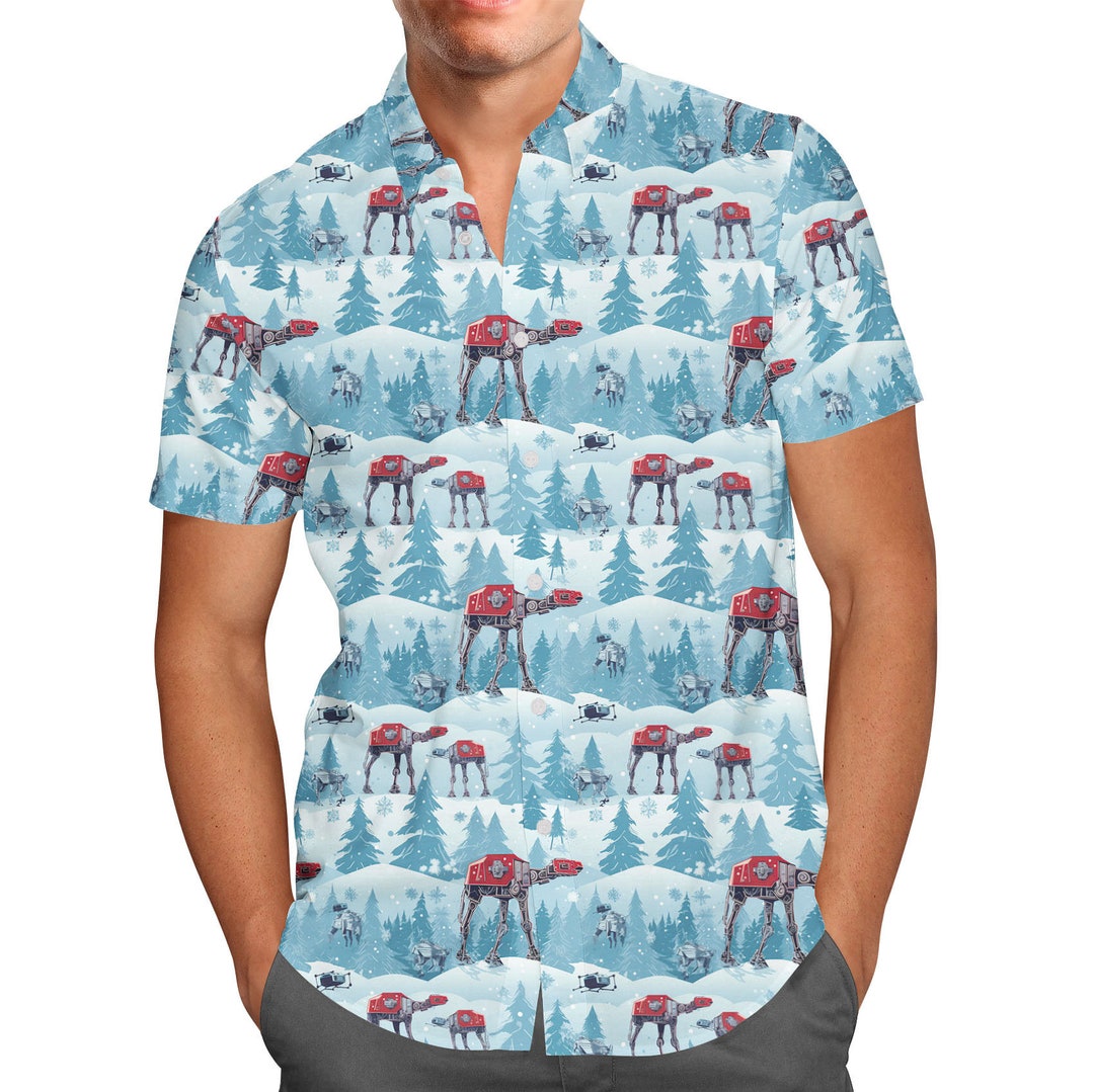 AT-AT Christmas on Hoth Theme Park Inspired Men's Button Down Short ...