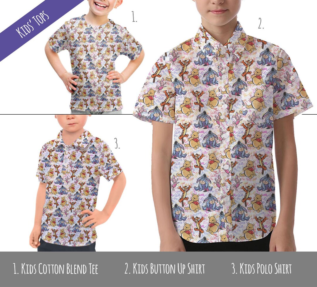 Winnie the Pooh Sketched Autographs Disney Inspired Kids' Tops Children ...